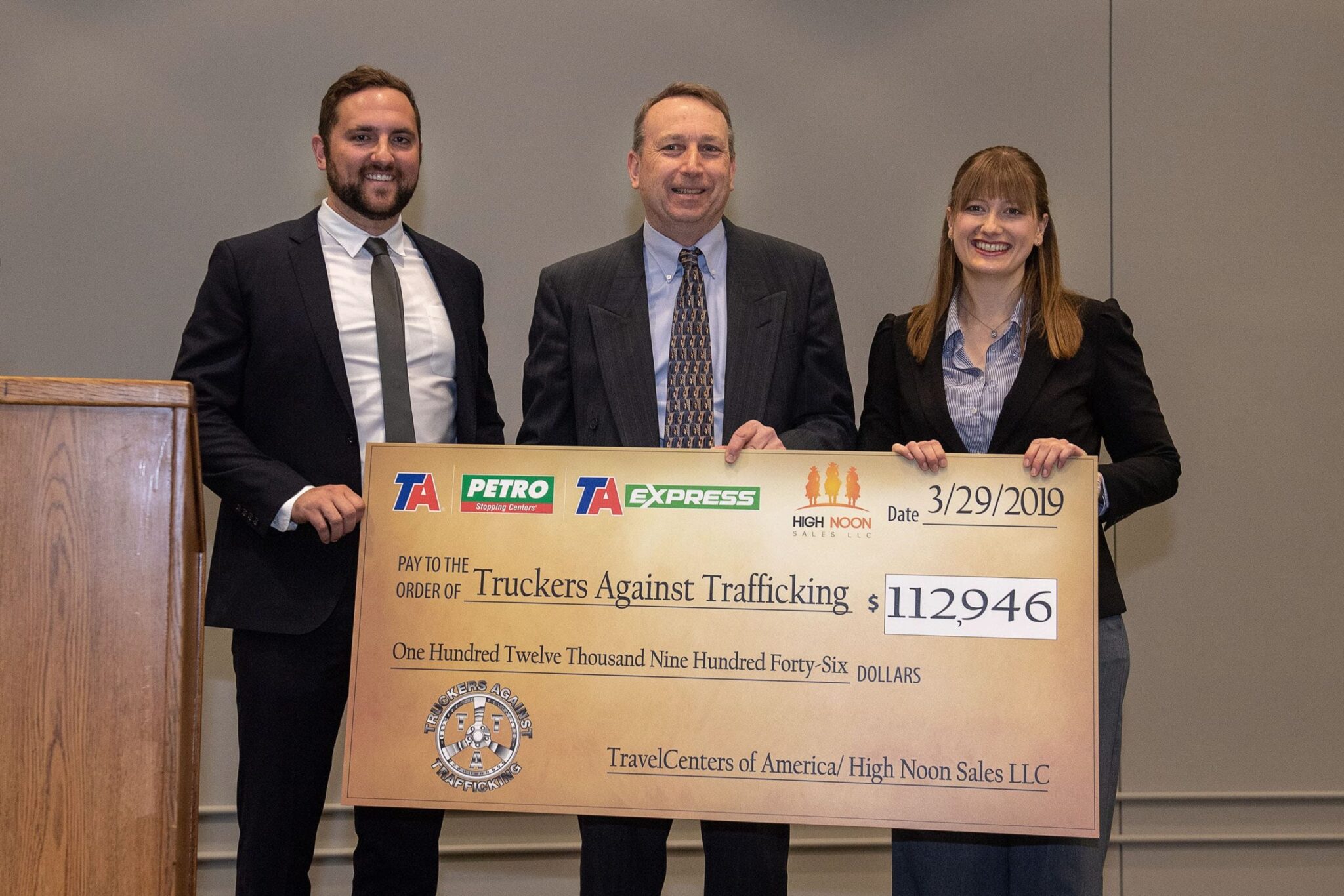 TravelCenters presents $112,946 check to Truckers Against Trafficking ...