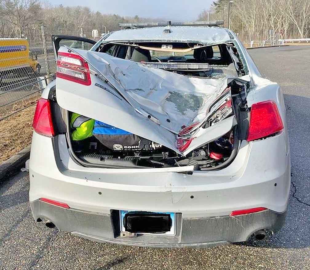 Trooper's vehicle struck by flying big rig wheels - TheTrucker.com