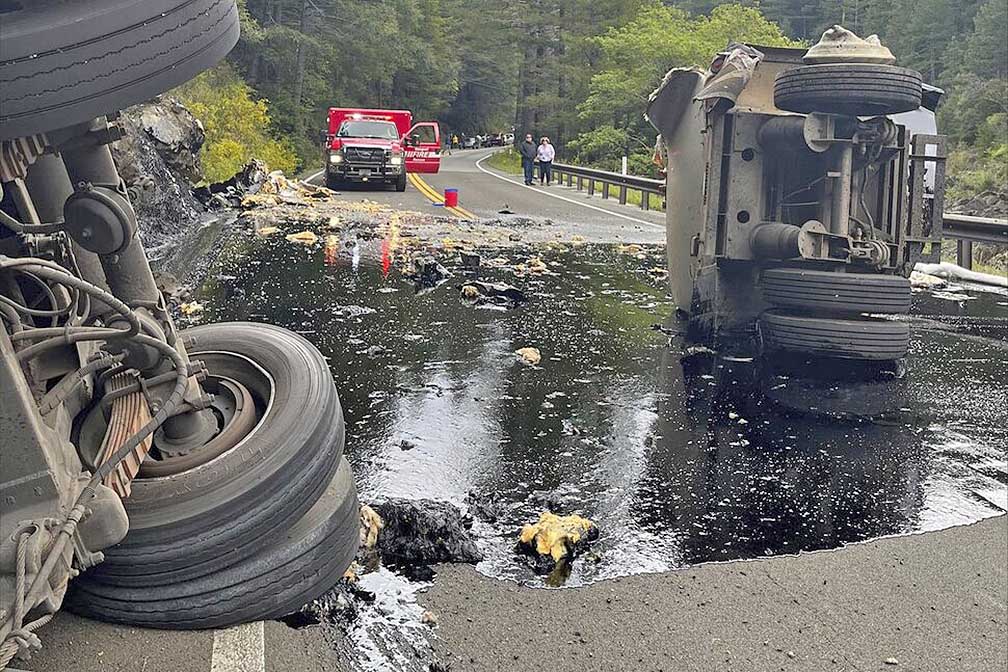 Truck driver suspected of DUI arrested after crash spills hot asphalt ...