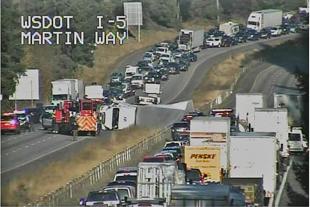 Carjacking, rolled semi-truck, shooting, halts I-5 traffic in ...