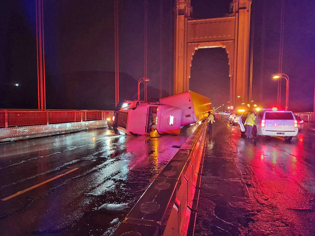 High winds overturn big rig on Golden Gate Bridge in latest round of ...