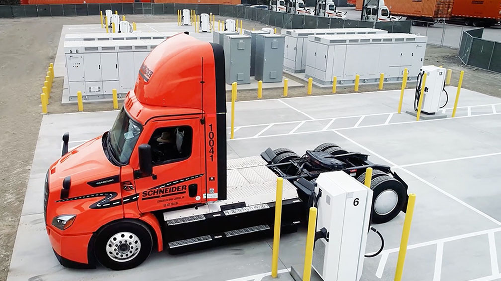 Schneider opens large-scale zero emissions electric charging depot in ...