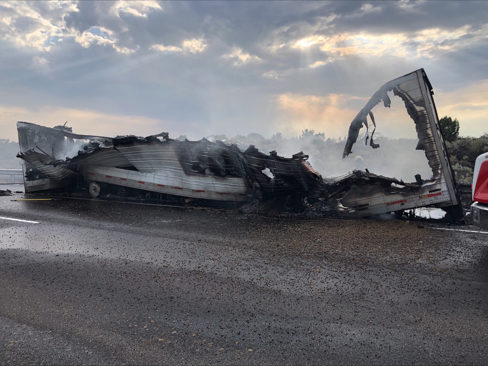 Semi engulfed in flames following mechanical failure on Idaho ...