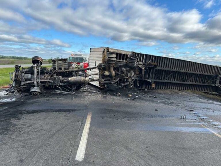 Steer tire failure results in semi truck crash, fire shutting down I-65 ...