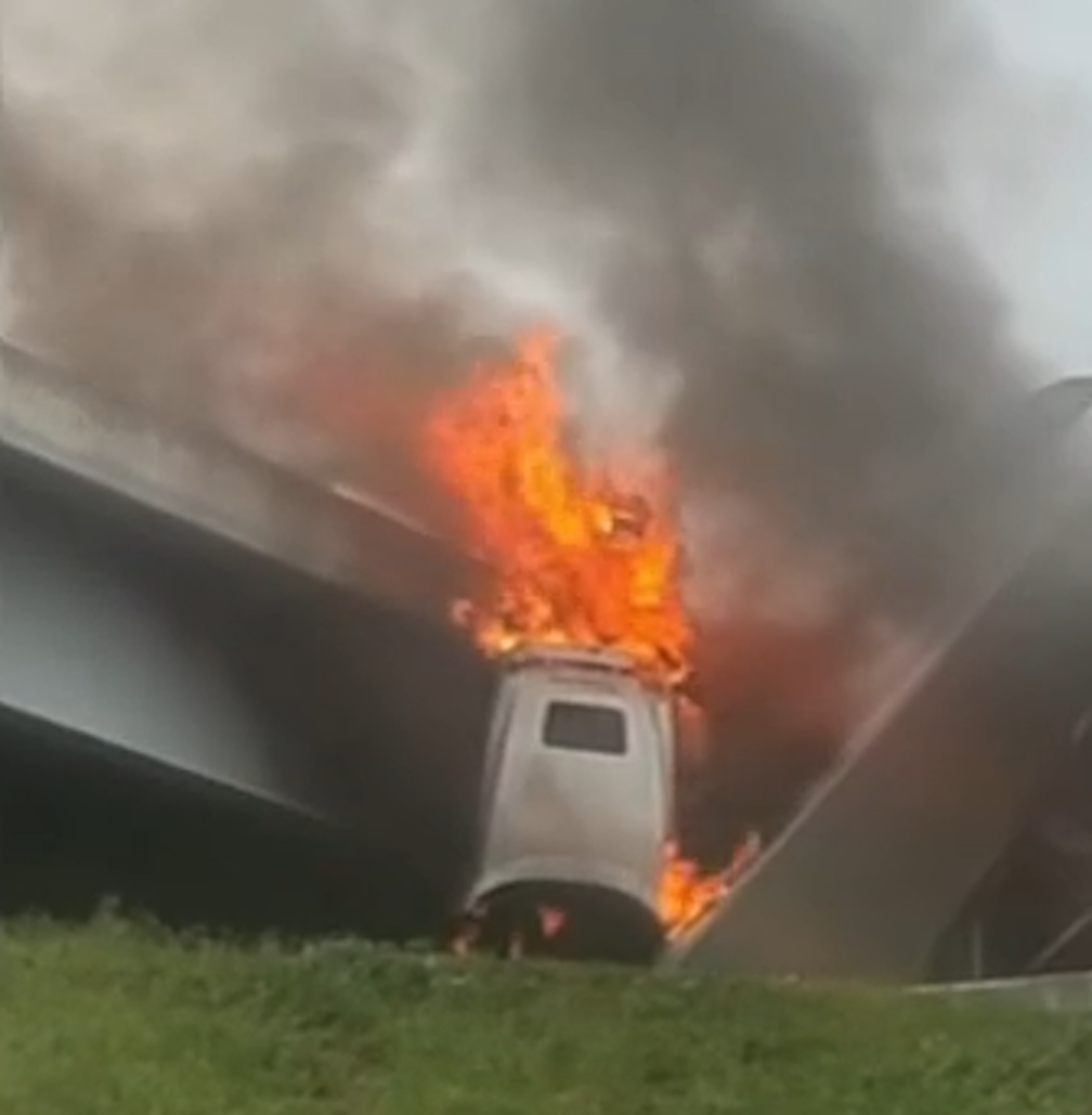'I don't want to burn': Driver who jumped out of burning rig gives ...